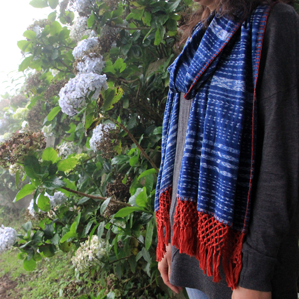 Handmade Corte Wrap with Upcycled Traditional Textiles - Kakaw Designs